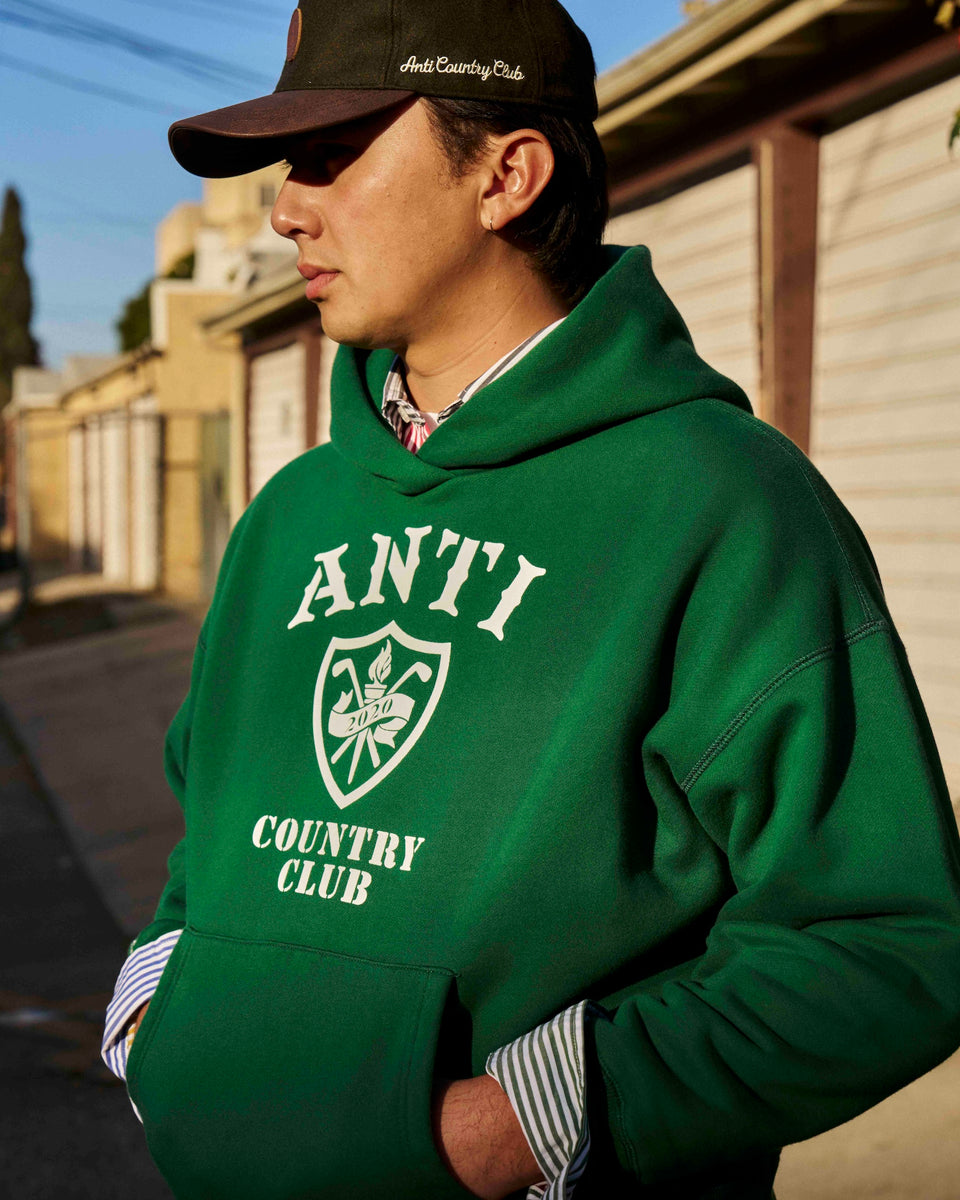 ANTi COUNTRY CLUB COLLEGE LOGO HOODIE - GREEN - – ANTi COUNTRY CLUB TOKYO